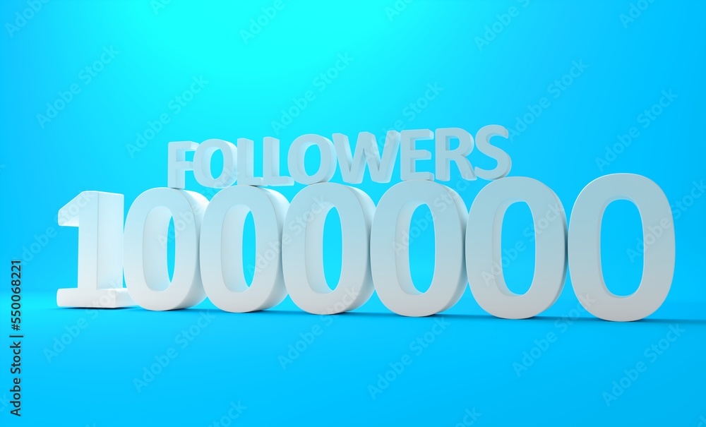 One Million Follower Popular Web Banner Template Design. 3d rendering ...