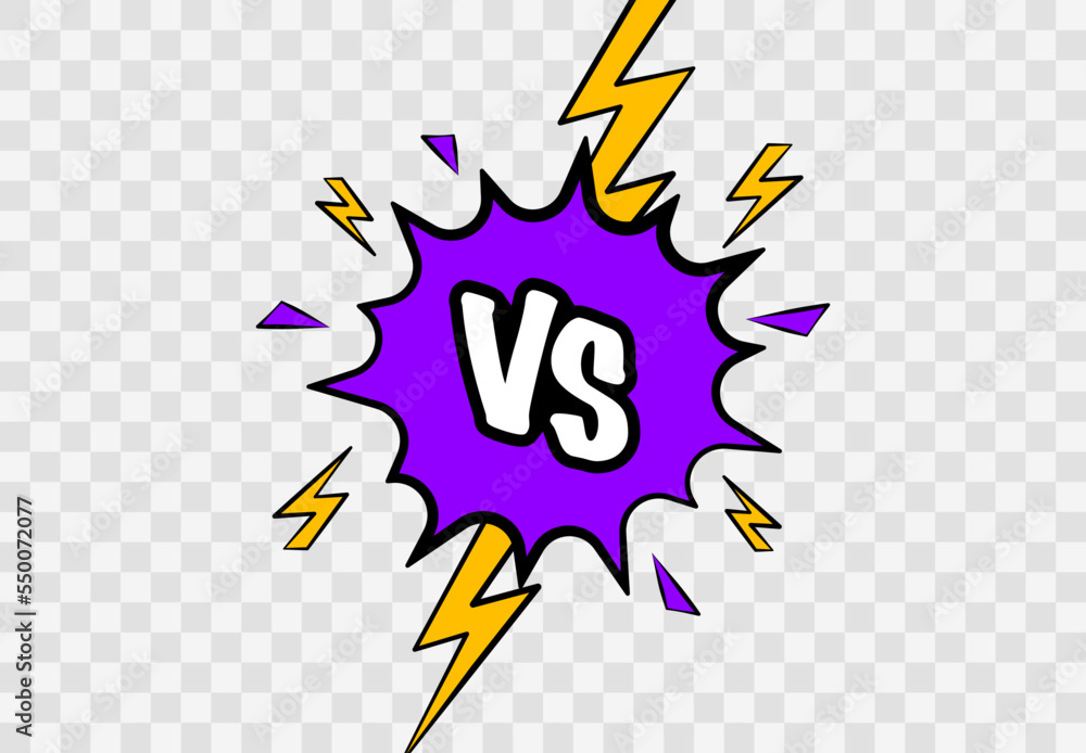 Versus comic background. VS letters with splash and lightning ...