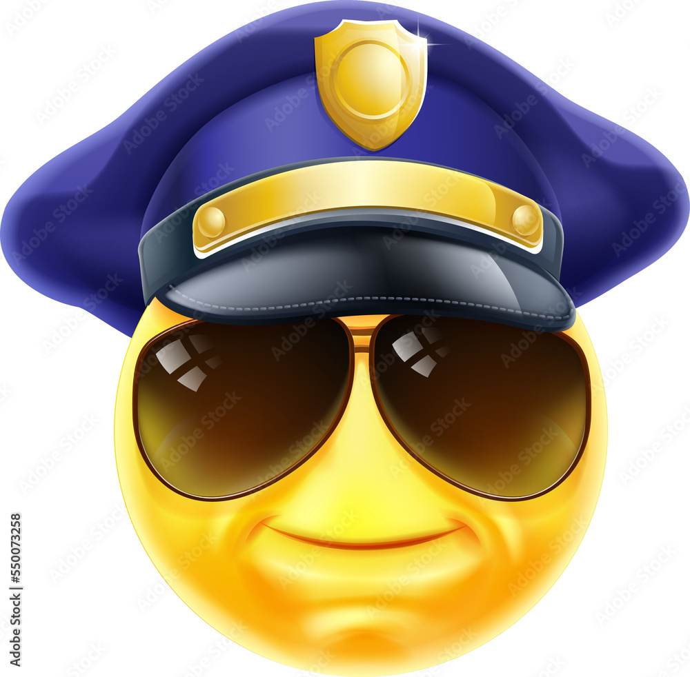 Happy Policeman Emoticon Emoji Face Cartoon Icon Stock Illustration ...