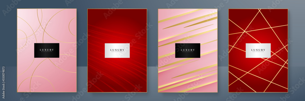 Abstract red gold cover flyer background with line. Abstract red luxury ...