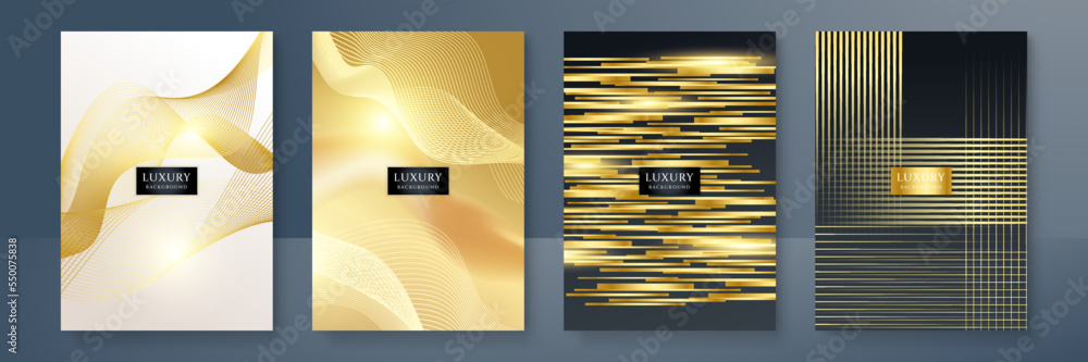 Technology cover background design set. Luxury line pattern (wave ...