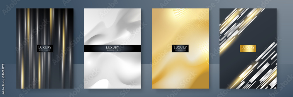 Technology cover background design set. Luxury line pattern (wave ...