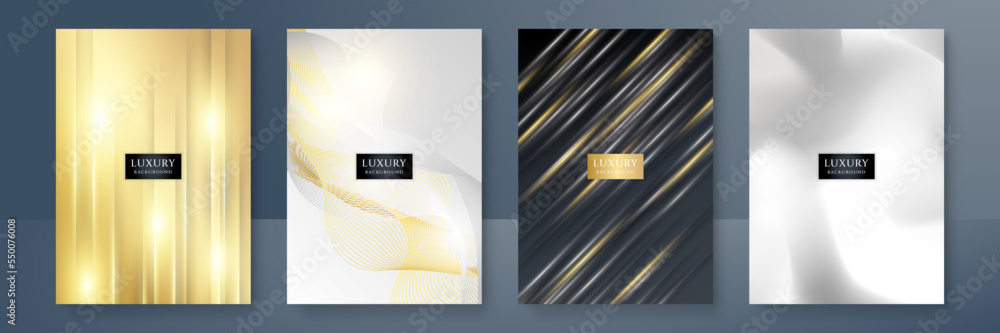 Technology cover background design set. Luxury line pattern (wave ...