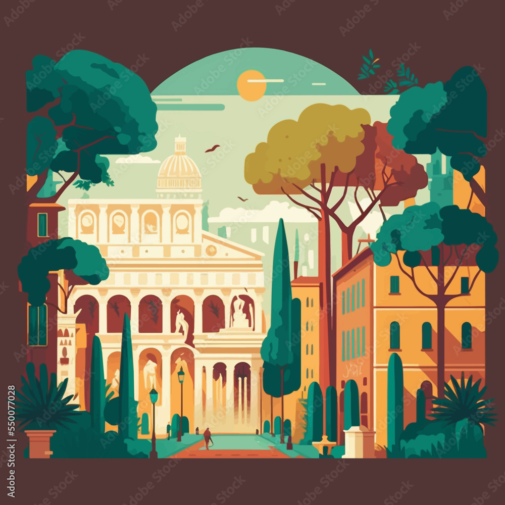 visit travel rome italy destination, flat design concept vector ...