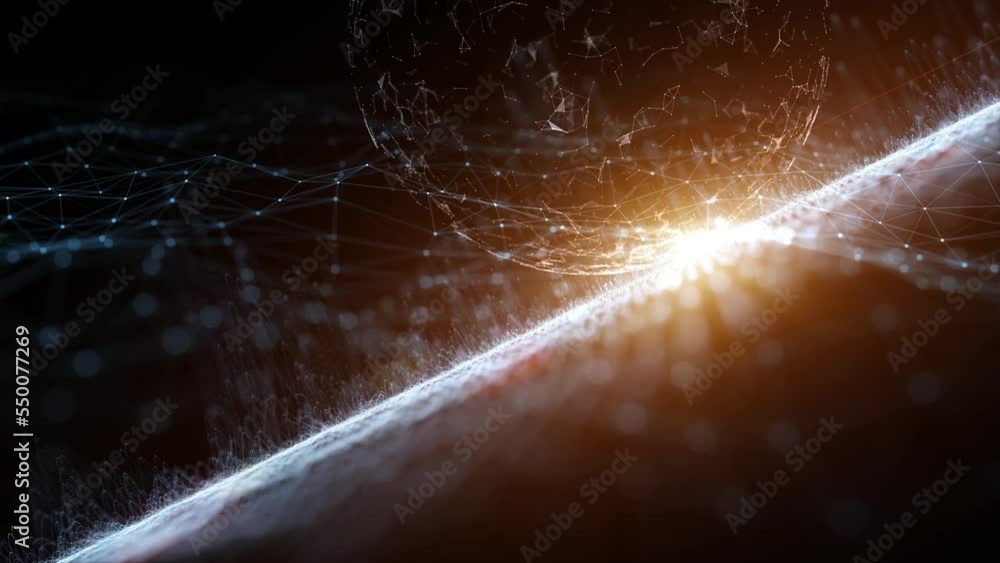 Rotation of network sphere with glowing light. Artistic artificial ...