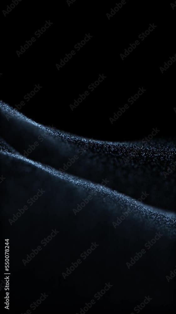 Slow moving dotted wavy detailed lines on dark black copy space ...