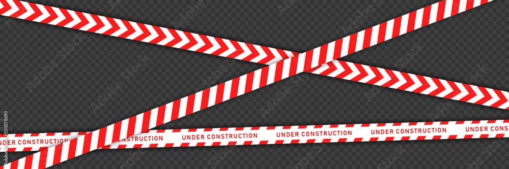Red barricade tape with white diagonal stripes isolated on transparent ...