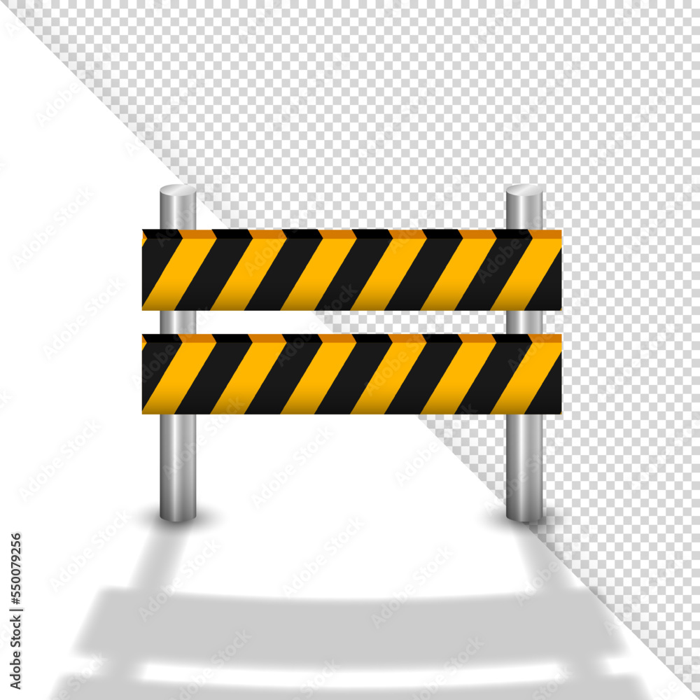 3d vector roadblock with orange and black stripes. Three dimensional ...