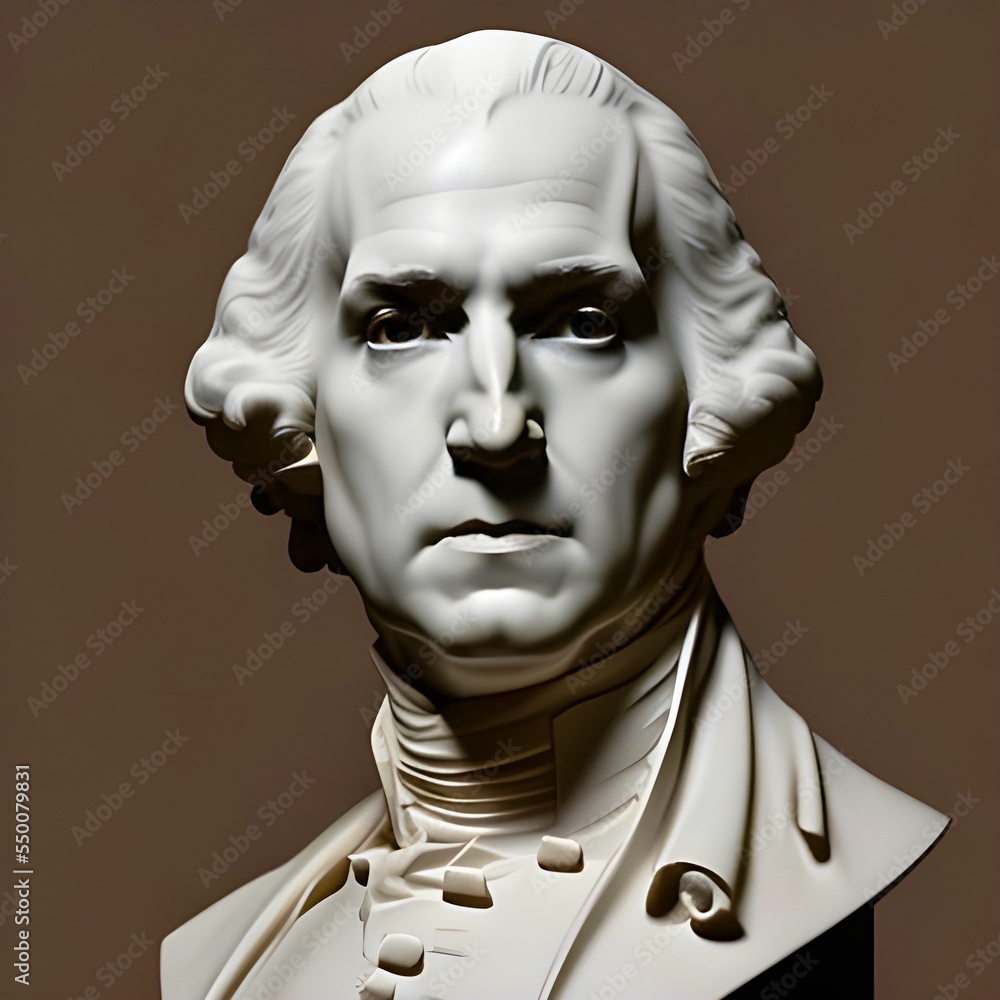 3d Illustration featuring the white marble bust of President George ...