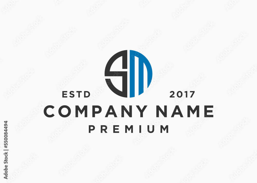 letter sm circle logo design vector illustration template Stock Vector ...