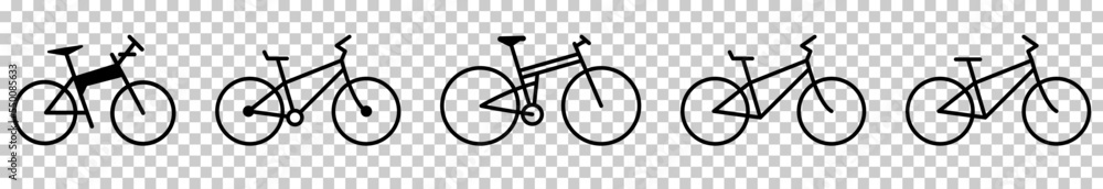 Bike line icons. Bicycle outline signs. Vector illustration isolated on ...