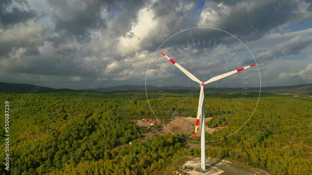Air visualization with wind turbine, hud digital motion design ...