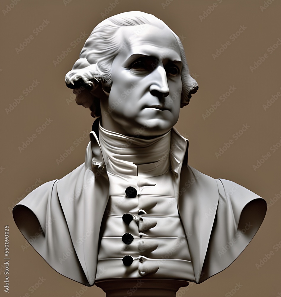 3d Illustration featuring the white marble bust of President George ...