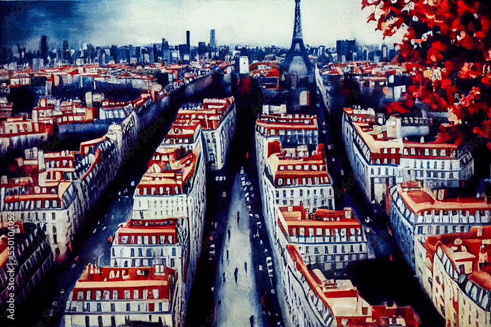 The view of Paris from up high is a view of Parisian buildings and ...