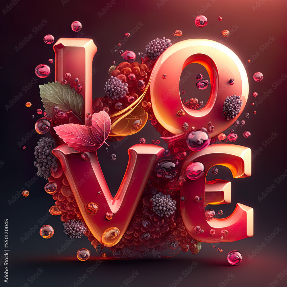 Love, decorated love message, love declaration, digital, rendered ...