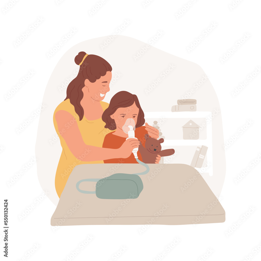 Inhalation isolated cartoon vector illustration. Family health ...