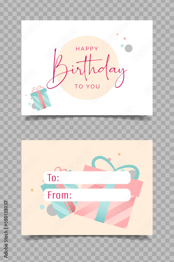 Vector colorful cute small happy birthday greeting card with empty ...