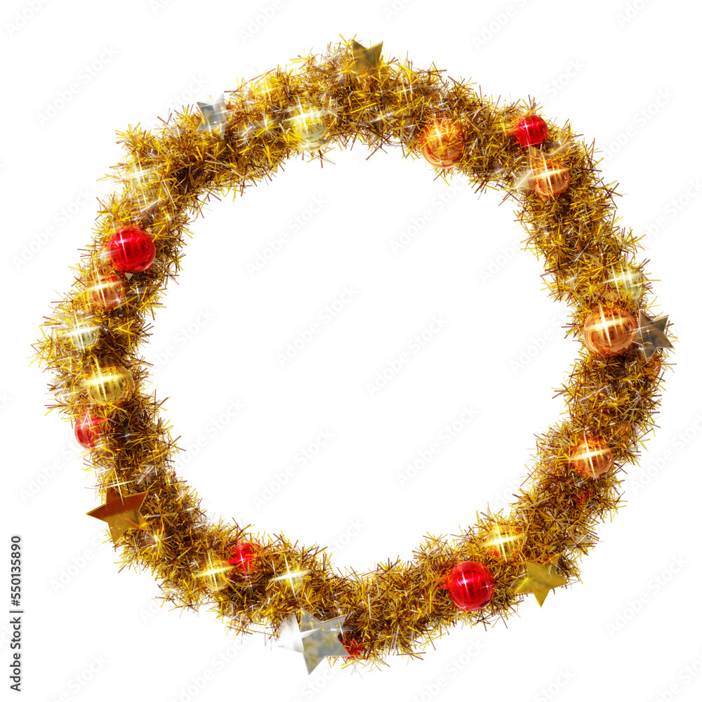 Beautiful christmas wreath of golden leaves in the shape of octagon ...