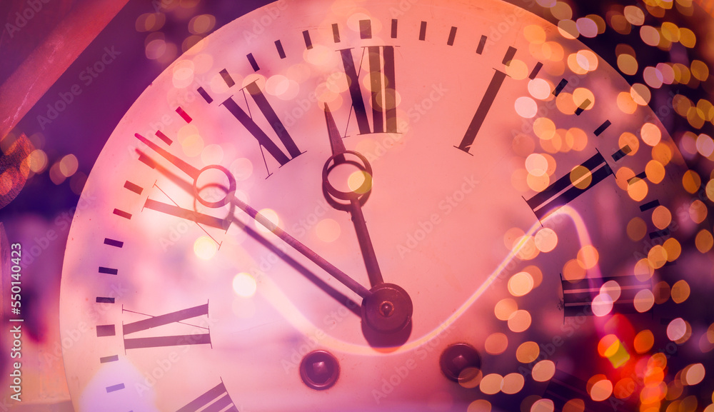 abstract clock face on christmas background Stock Photo | Adobe Stock