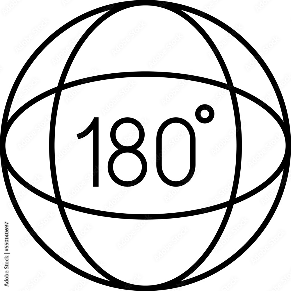 180 degrees vector icon. Round signs with arrows rotation to 180 ...
