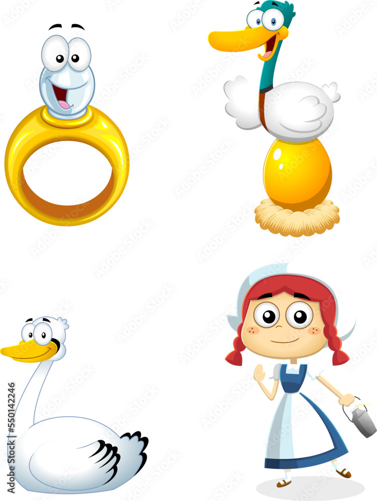 The 12 Days of Christmas Flat Design. Vector Collection Set Isolated On ...