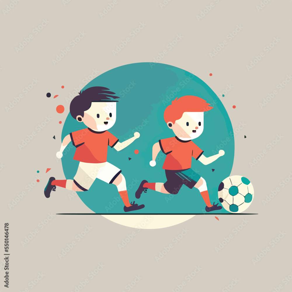 Kids playing football soccer boy girl children kid player in action ...