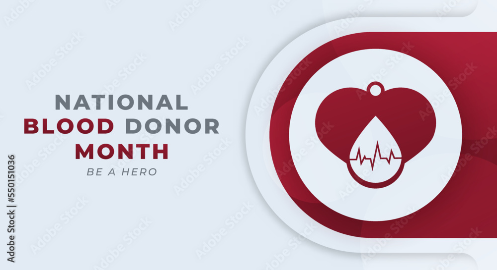 Happy National Blood Donor Month January Celebration Vector Design ...