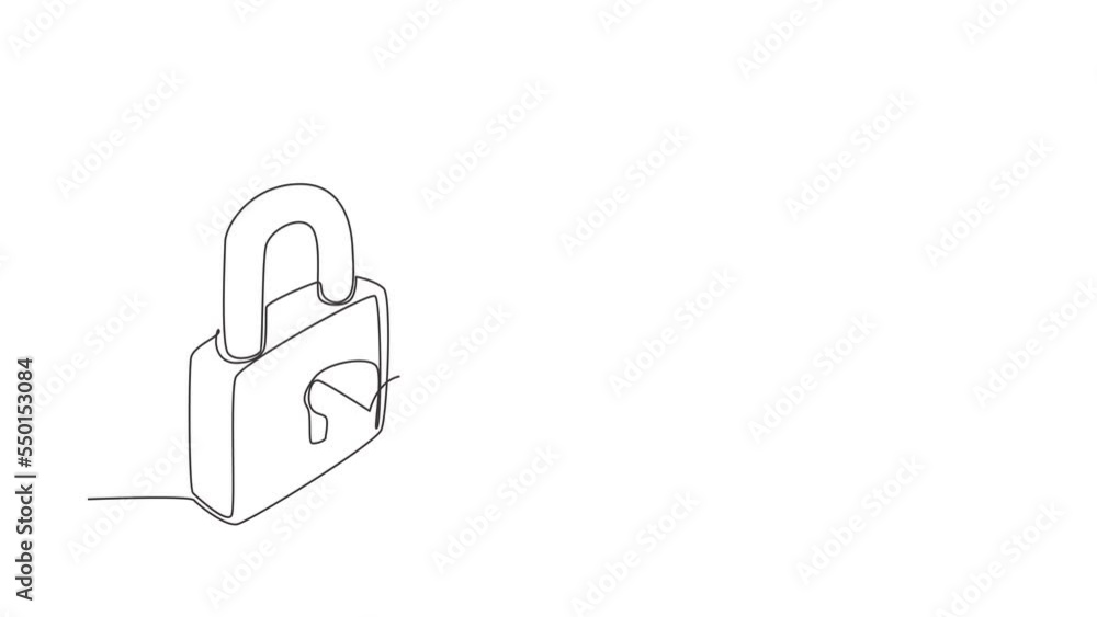 Vidéo Stock Animated self drawing of continuous line draw key and lock ...