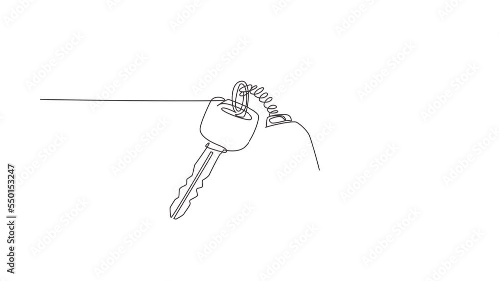 Animated self drawing of continuous line draw car keys black color ...