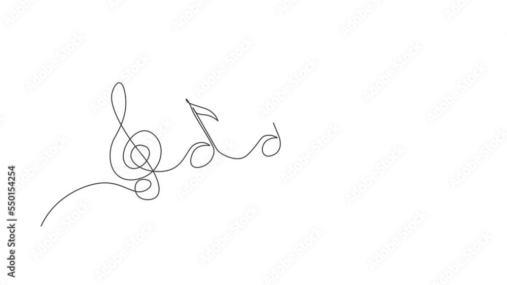 Animated self drawing of continuous line draw music note background ...