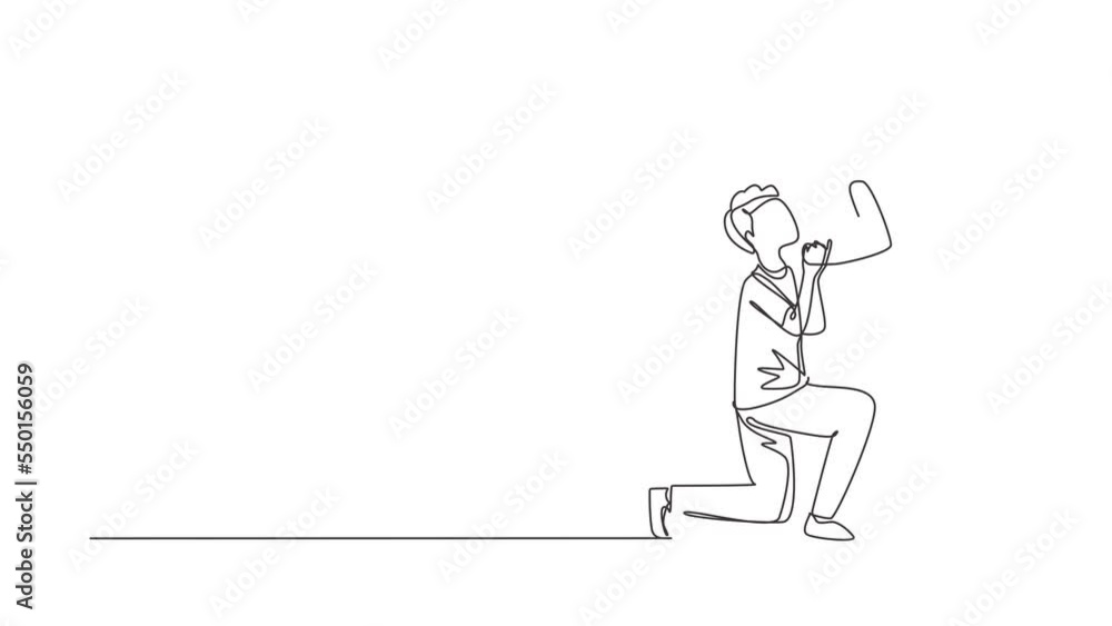Self drawing animation of single line draw male kneel, kissing female ...
