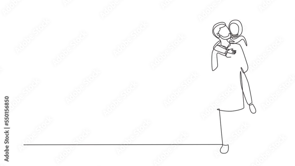 Self drawing animation of single line draw Arabian man carrying ...