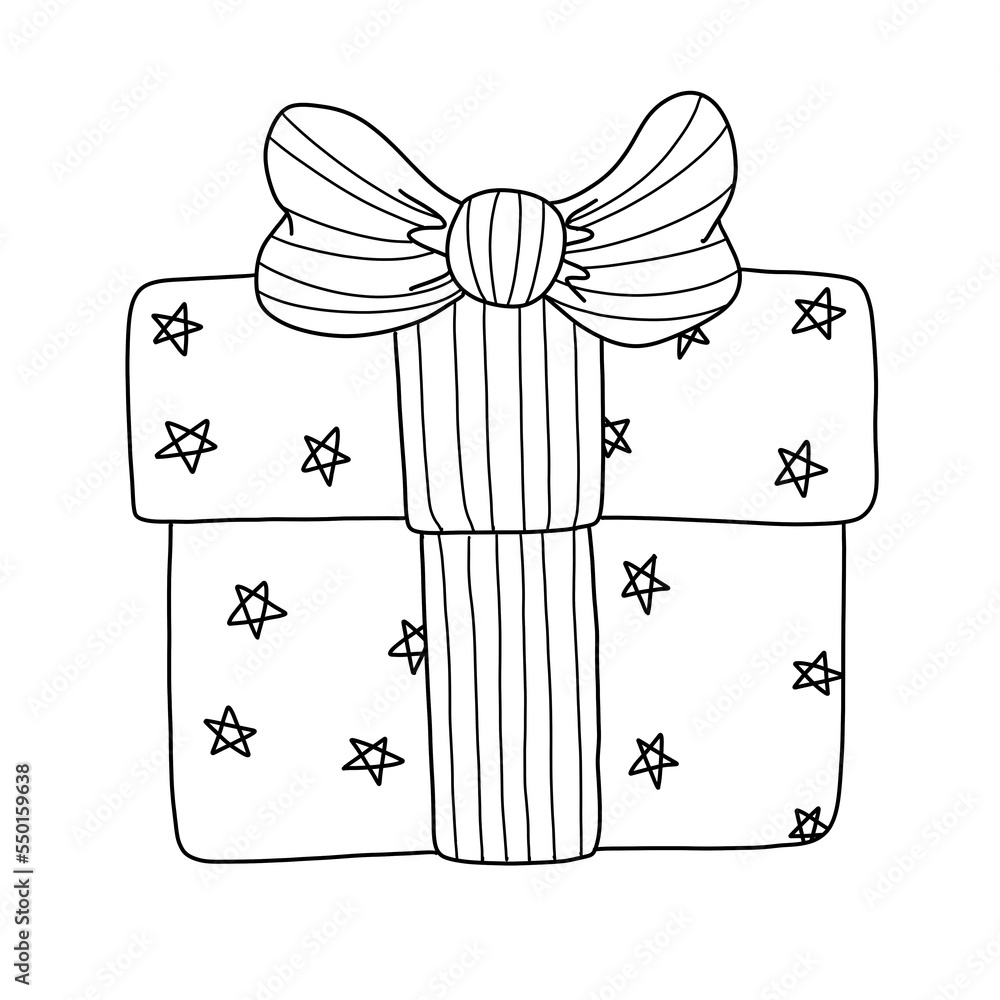 Merry Christmas ,Hand drawn gift boxes isolated coloring page for kids ...