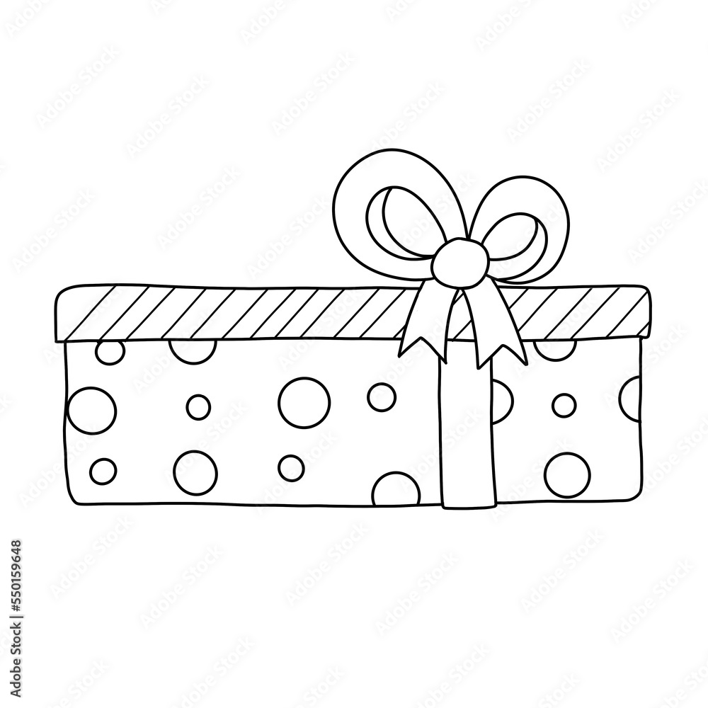Merry Christmas ,Hand drawn gift boxes isolated coloring page for kids ...