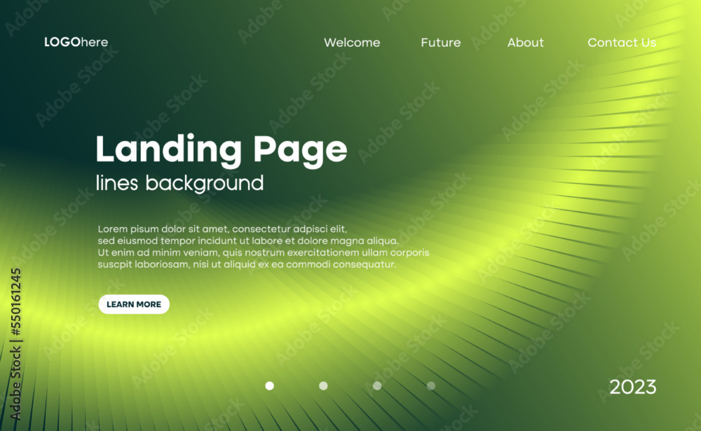 Abstract green background with gradient light line. The minimal layout ...