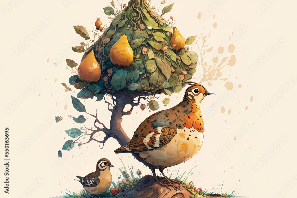 Twelve Days of Christmas Illustration - A Partridge in a Pear Tree ...