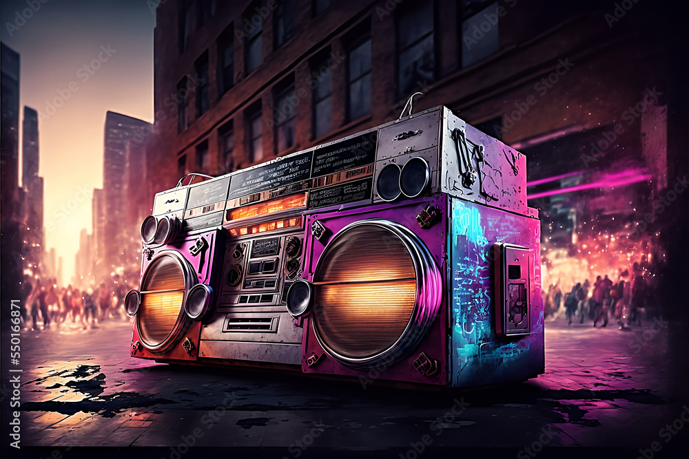 1980's boom box Stock Illustration | Adobe Stock