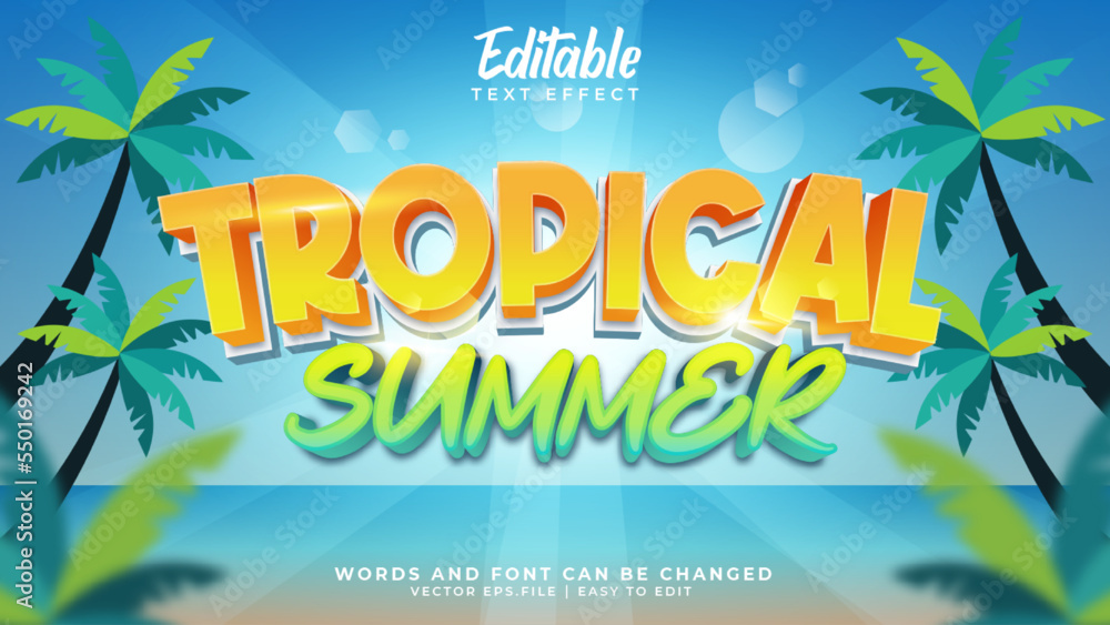 Summer text effect editable beach and travel text style Stock Vector | Adobe Stock