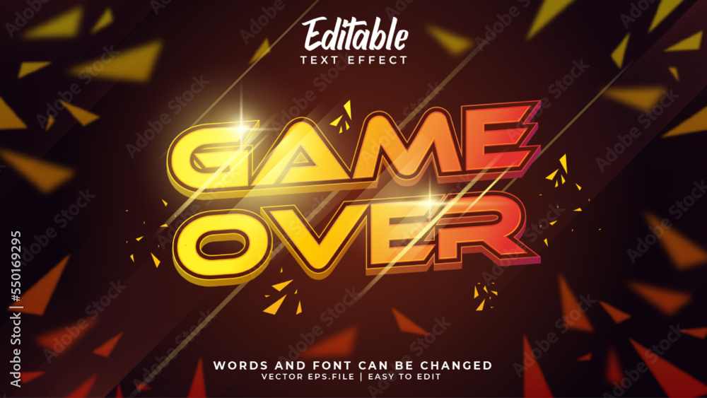 Game over text style effect Stock Vector | Adobe Stock
