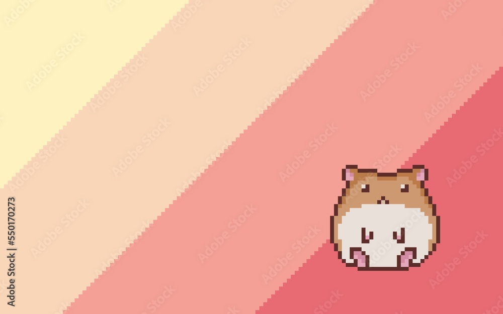 Pixel art of hamster cartoon with pastel soft color background. Cute ...