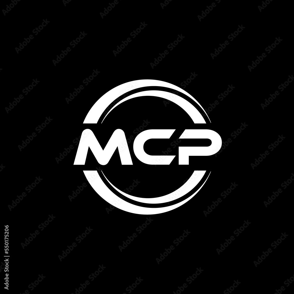 MCP letter logo design with black background in illustrator, vector ...