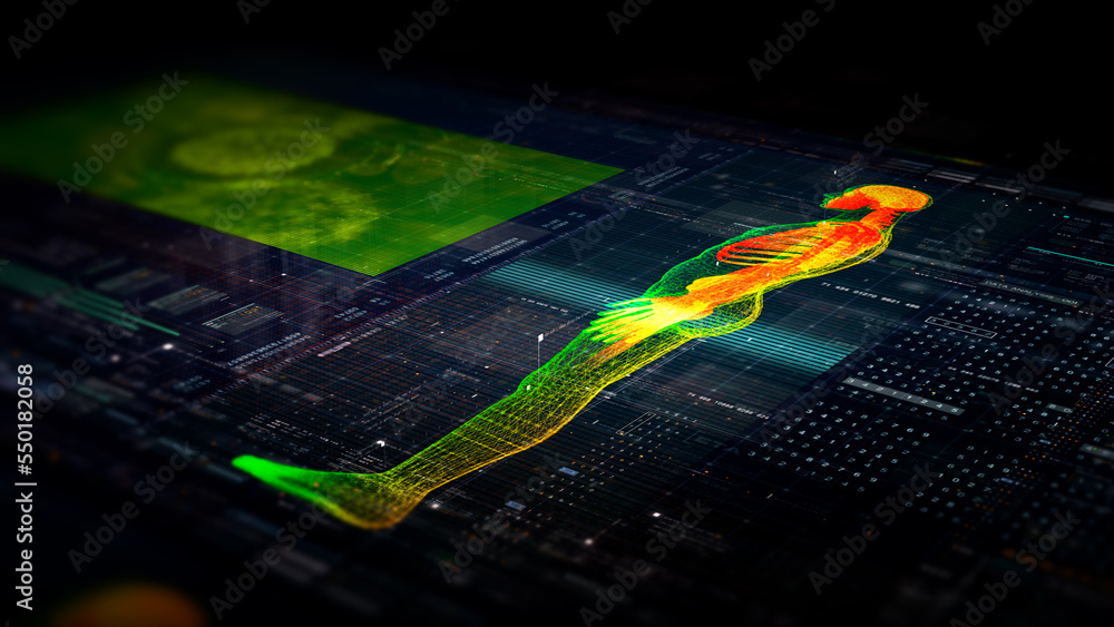Futuristic biomedical concept of advance holographic scanning a patient ...