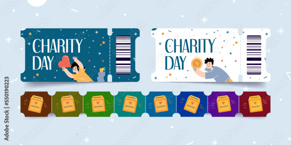 Charity day ticket templates, donation event and volunteers promotion ...