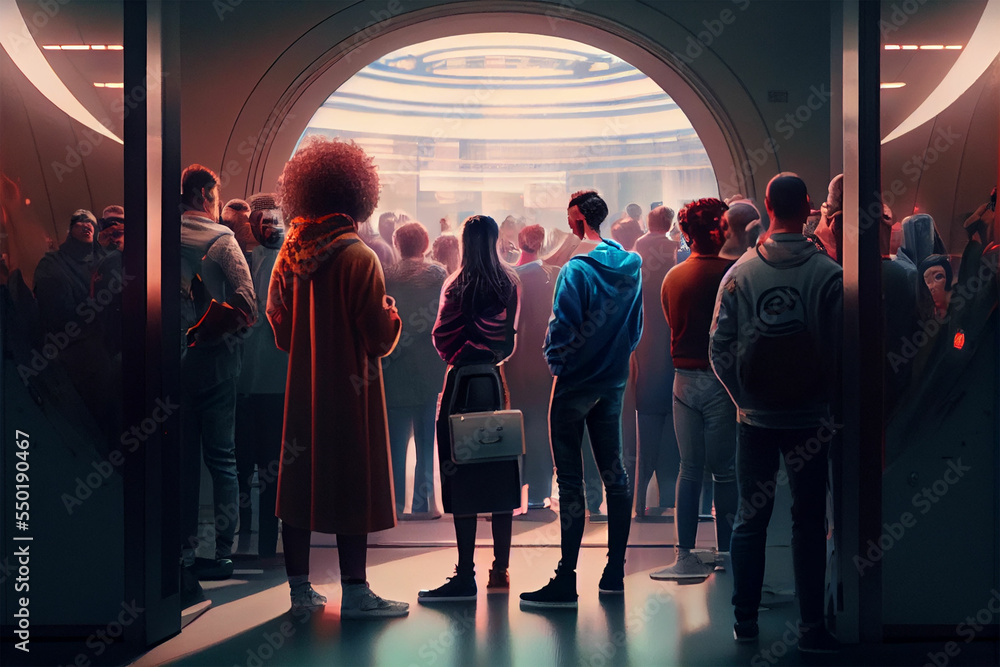 People meeting inside the Metaverse Stock Illustration | Adobe Stock