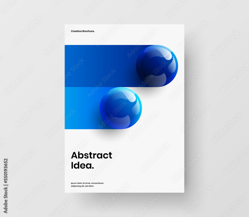 Vivid front page vector design template. Bright 3D balls magazine cover ...