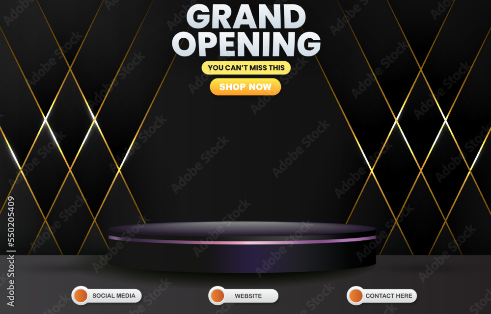 grand opening sale template banner with blank space 3d podium for ...