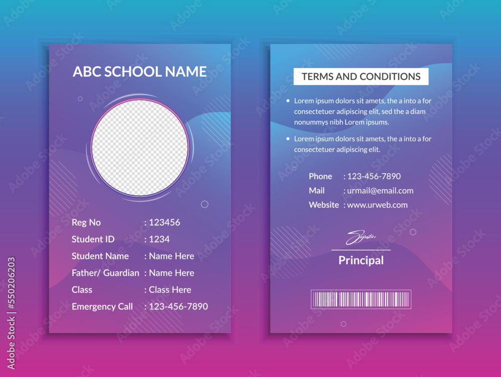 School and College Student Id Card Design Stock Vector | Adobe Stock
