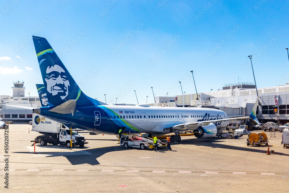 Alaska Airlines Boeing 737 MAX at Seattle-Tacoma International Airport ...