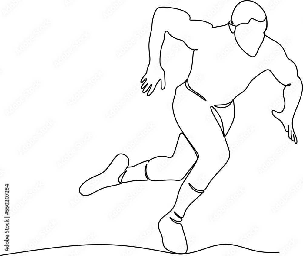 One continuous line drawing of young female athlete runner focus sprint ...