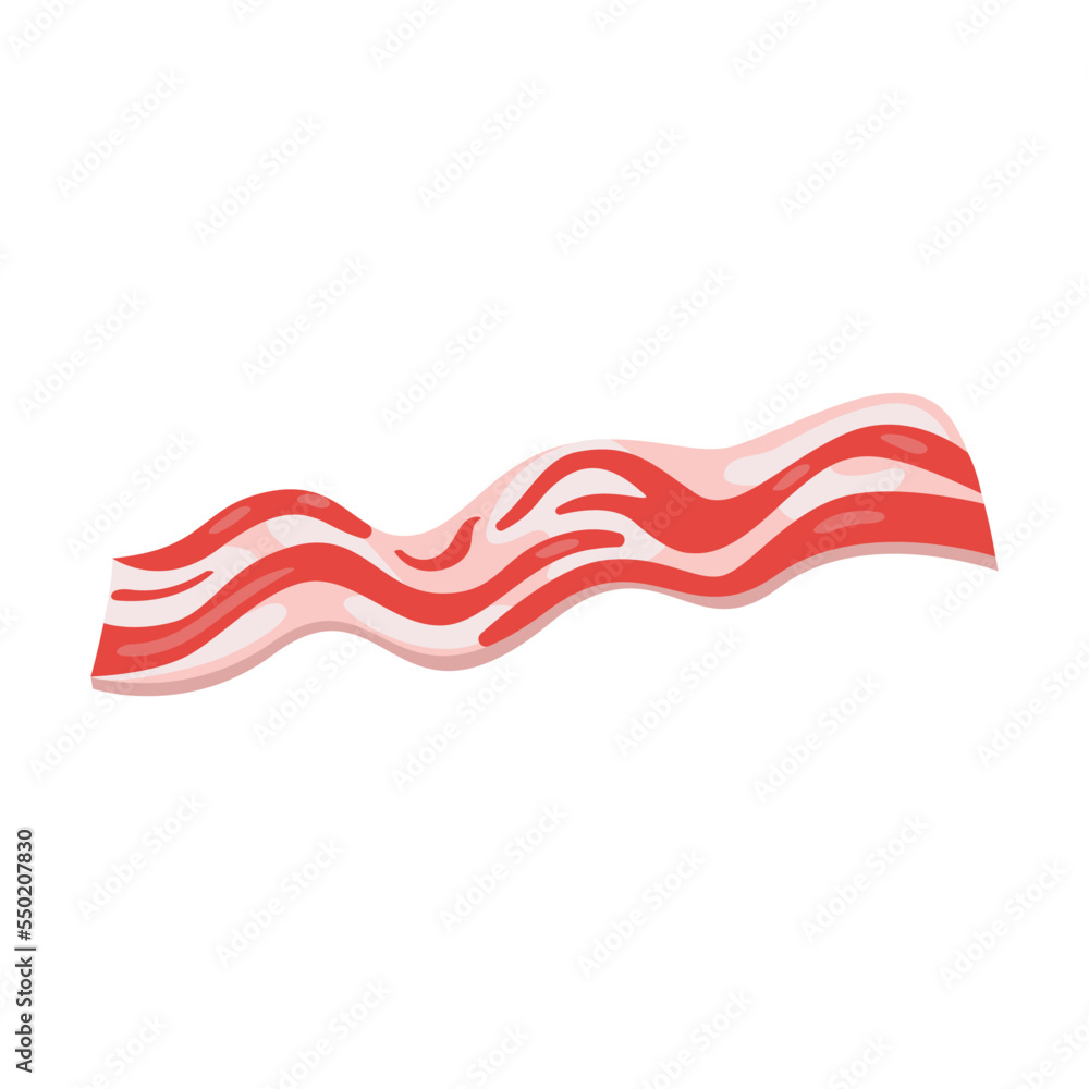 Ribbon of smoked bacon, Meat product cartoon vector illustration ...